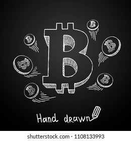 Hand Drawn Digital Currency On Black Stock Vector (Royalty Free ...