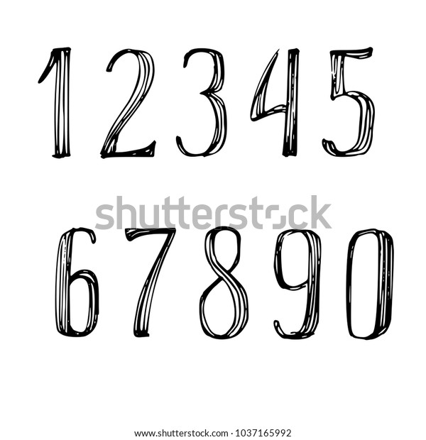 Hand Drawn Digits On White Background Stock Vector (Royalty Free ...