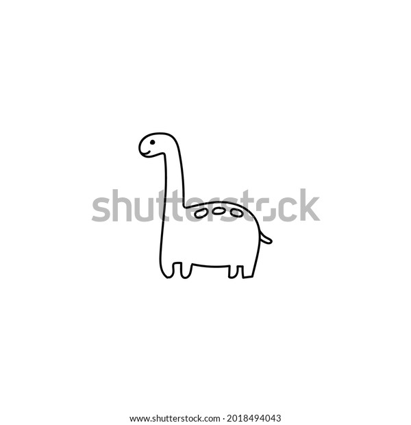 Hand Drawn Dinosaur Cute Brontosaurus Doodle Stock Vector (Royalty Free ...