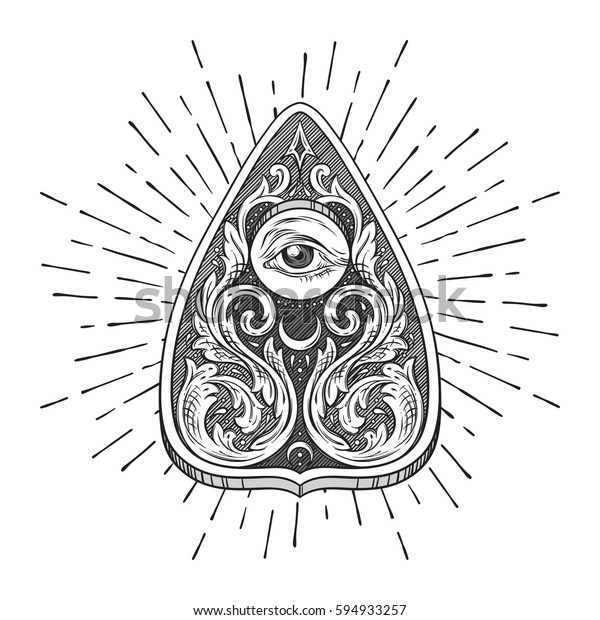 Hand Drawn Divination Board Planchette Isolated Stock Vector (Royalty ...