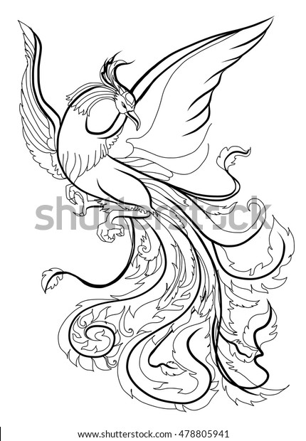 Hand Drawn Doodle Art Phoenix Tattoo Stok Vektör (Telifsiz) 478805941 ...