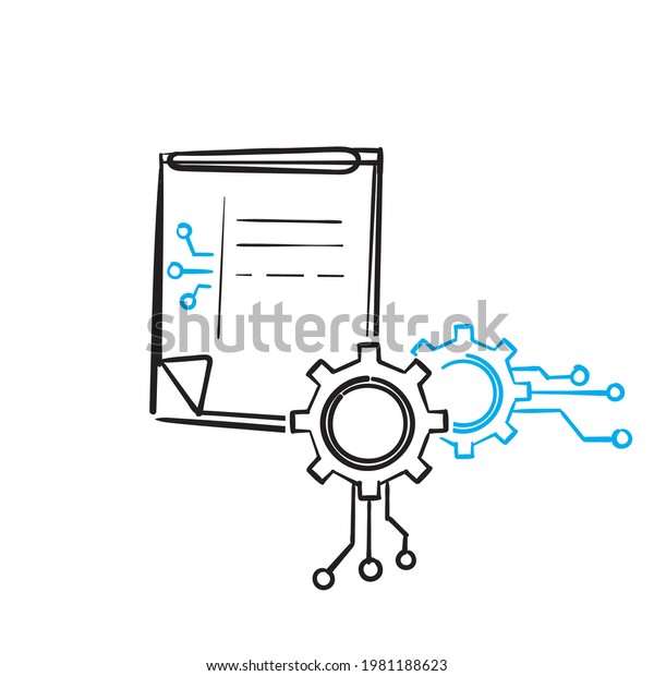 Hand Drawn Doodle Big Data Processing Stock Vector (Royalty Free ...
