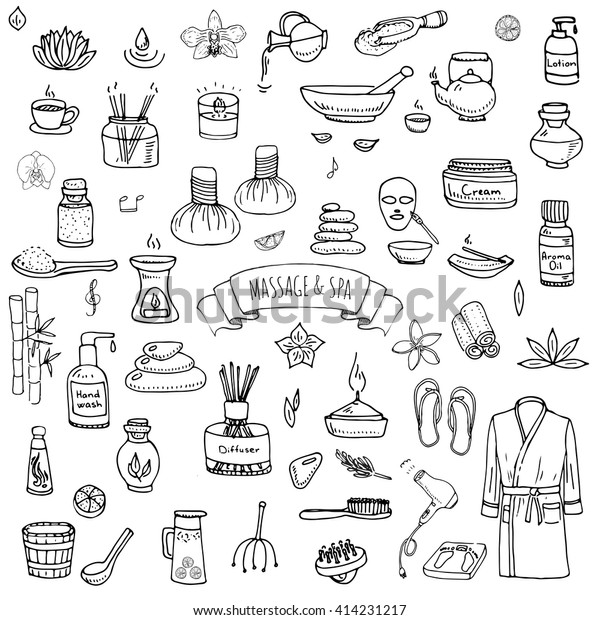 Hand Drawn Doodle Body Massage Spa Stock Vector (Royalty Free) 414231217