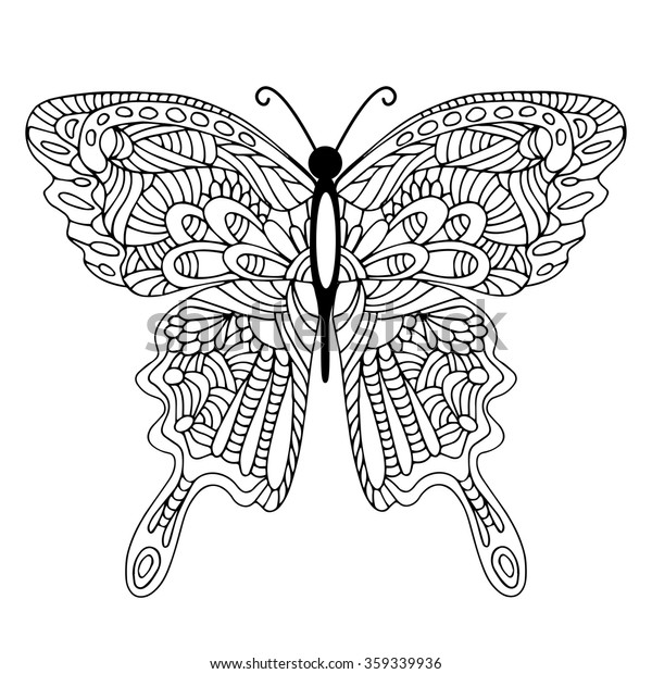 Hand Drawn Doodle Butterfly Stock Vector (Royalty Free) 359339936 ...