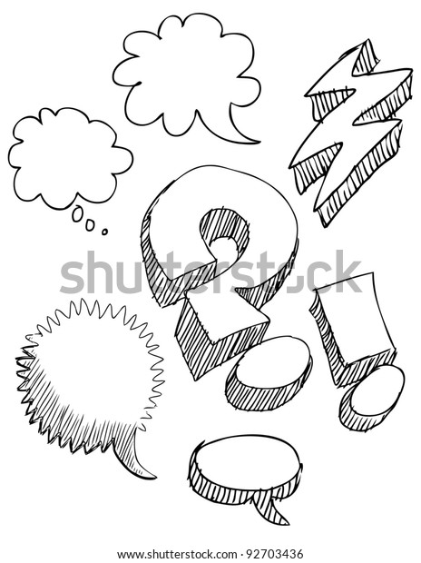 Hand Drawn Doodle Cartoon Speech Elements Stock Vector (Royalty Free ...