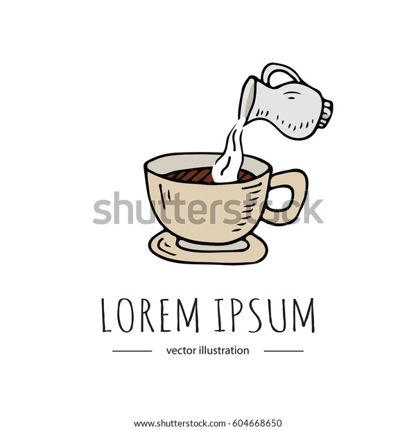 Hand Drawn Doodle Coffee Pouring Milk Stock Vector (Royalty Free ...