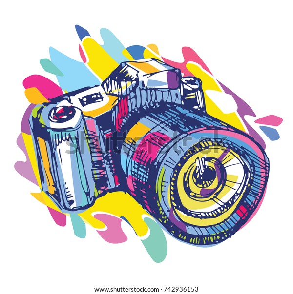 Hand Drawn Doodle Color Camera: เวกเตอร์สต็อก (ปลอดค่าลิขสิทธิ์ ...