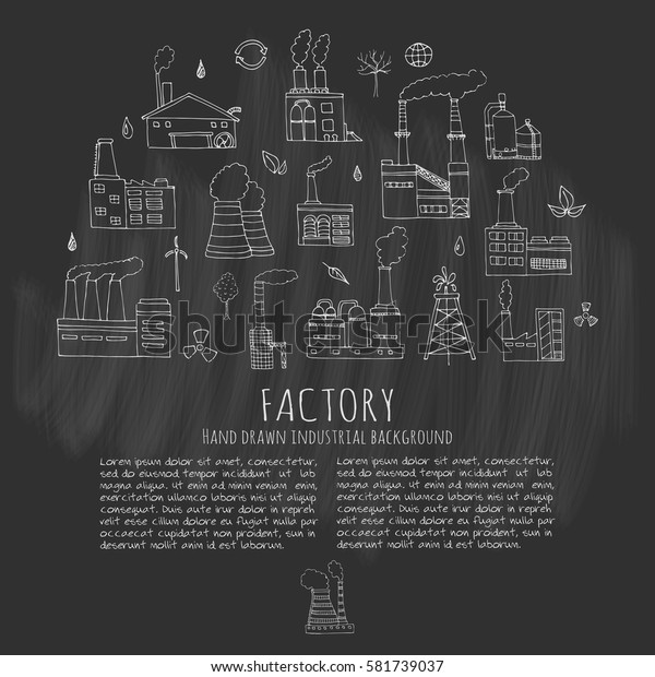 Hand Drawn Doodle Factory Set Vector: vetor stock (livre de direitos ...