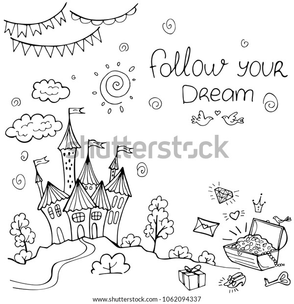 Hand Drawn Doodle Fairytale Set Isolated Stock Vector (Royalty Free ...
