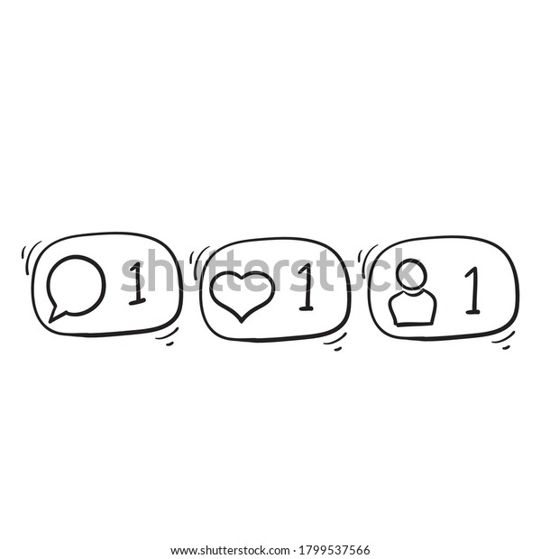 Hand Drawn Doodle Follower Notification Icon Stock Vector (Royalty Free ...