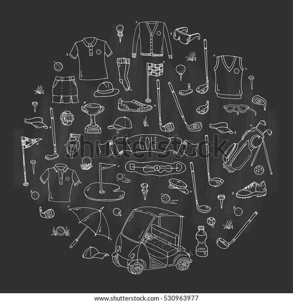 Hand Drawn Doodle Golf Icons Set Stock Vector (Royalty Free) 530963977