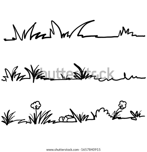 Hand Drawn Doodle Grass Illustration Cartoon Stock Vector (Royalty Free ...