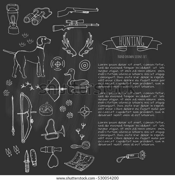 Hand Drawn Doodle Hunting Set Vector Stock Vector (Royalty Free) 530054200