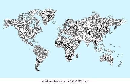 Hand Drawn Doodle Illustrated Map Ornament Stock Vector (Royalty Free ...
