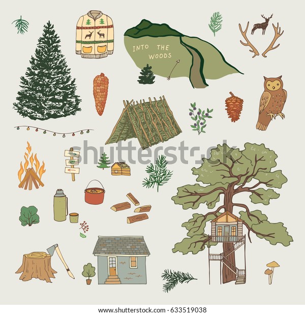 Hand Drawn Doodle Illustrations Set Into Stock Vector (Royalty Free ...