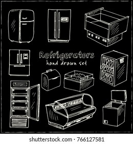 Hand Drawn Doodle Refrigerator Set Vector Stock Vector (Royalty Free ...