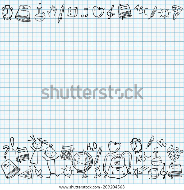 Hand Drawn Doodle School Icons Border Stock Vector (Royalty Free ...