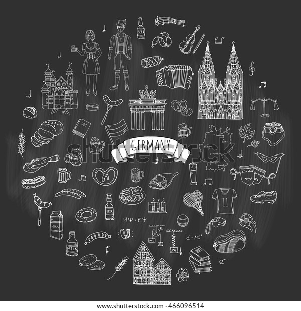 Hand Drawn Doodle Set Germany Icons Stock Vector (Royalty Free ...