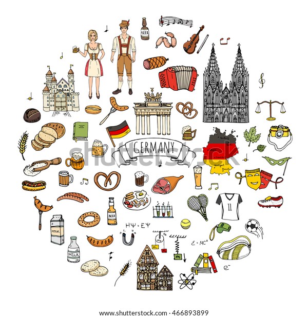 Hand Drawn Doodle Set Germany Icons Stock Vector (Royalty Free ...