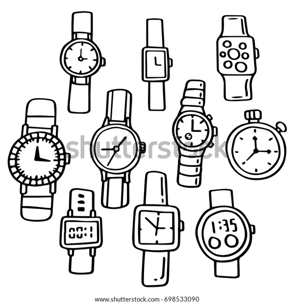 Hand Drawn Doodle Set Watch Stock Vector (Royalty Free) 698533090