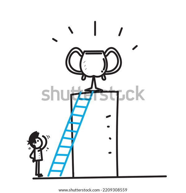 Vektor Stok Hand Drawn Doodle Stick Figure Ladder (Tanpa Royalti ...