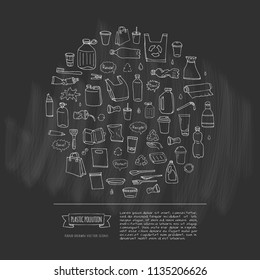 Vektor Stok Hand Drawn Doodle Stop Plastic Pollution (Tanpa Royalti ...