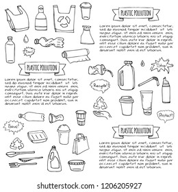 Hand Drawn Doodle Stop Plastic Pollution 스톡 벡터(로열티 프리) 1165892056 ...