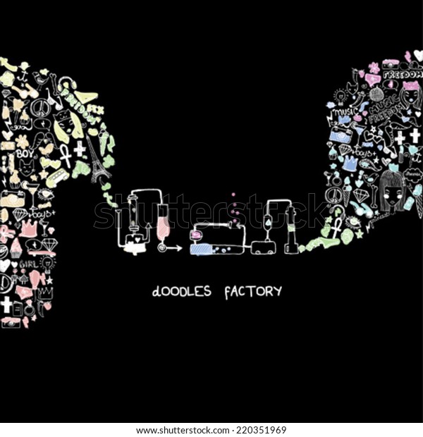 Hand Drawn Doodles Factory Stock Vector (Royalty Free) 220351969 ...