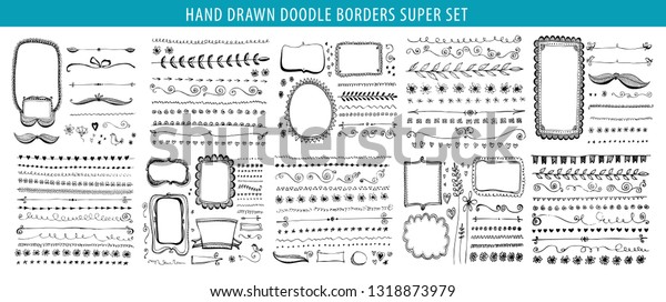 Hand Drawn Draw Straight Outline Edge Stock Vector (Royalty Free ...