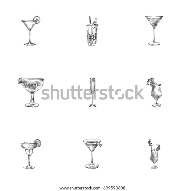 Hand Drawn Drinks Sketches Set Collection Stock Vector (Royalty Free ...