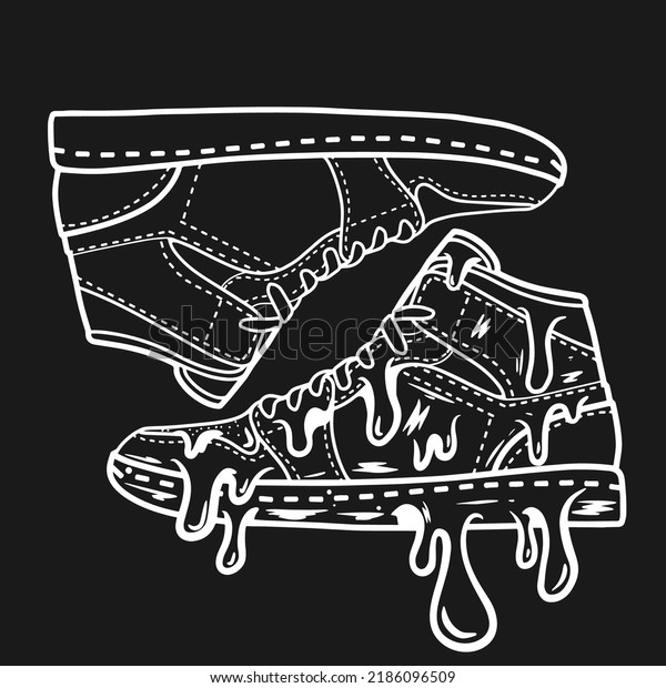 Hand Drawn Dripping Shoe Vector Illustration: เวกเตอร์สต็อก (ปลอดค่า ...