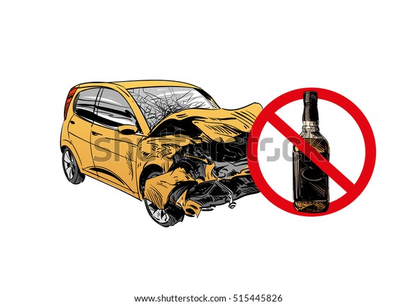 Hand Drawn Drunk Driving Car Crash Stock Vector (Royalty Free) 515445826
