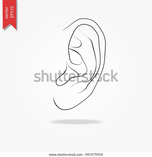 Hand Drawn Ear Isolated On White Stock Vector (Royalty Free) 345479450