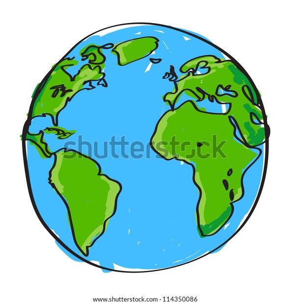 Hand Drawn Earth On White Stock Vector (Royalty Free) 114350086