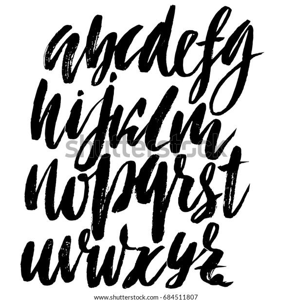 Fonte de caligrafia elegante desenhada à mão. Lettering pincel moderno ...