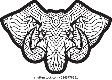 Hand Drawn Elephants Head Coloring Page Stock Vector (Royalty Free ...