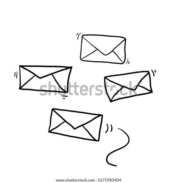 icono de correo electrónico dibujado a mano. Servicios de correo de ...