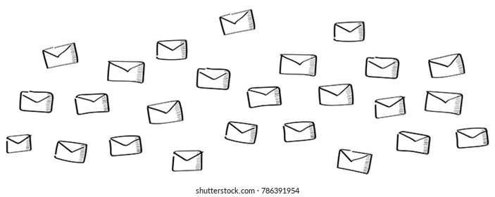 Hand Drawn Email Vector Flying On Stock Vector (Royalty Free) 786391954