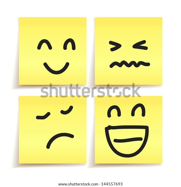 Hand Drawn Emotion On Paper Stickers Stock Vector (Royalty Free ...