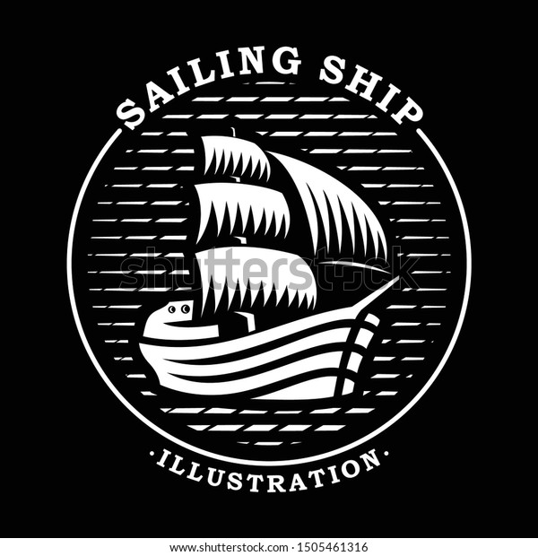 Hand Drawn Engraving Style Logo Sailing Stock Vector (Royalty Free ...