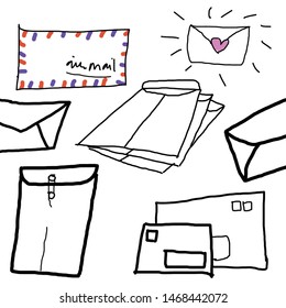 Hand Drawn Envelopes Doodle Illustration Vector Stock Vector (Royalty ...