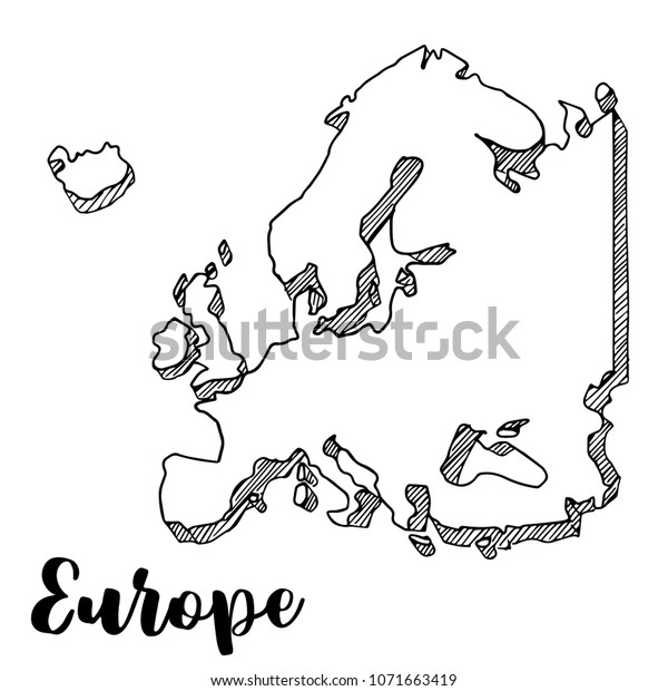 Hand Drawn Europe Map Sketchvector Illustration Stock Vector (Royalty ...