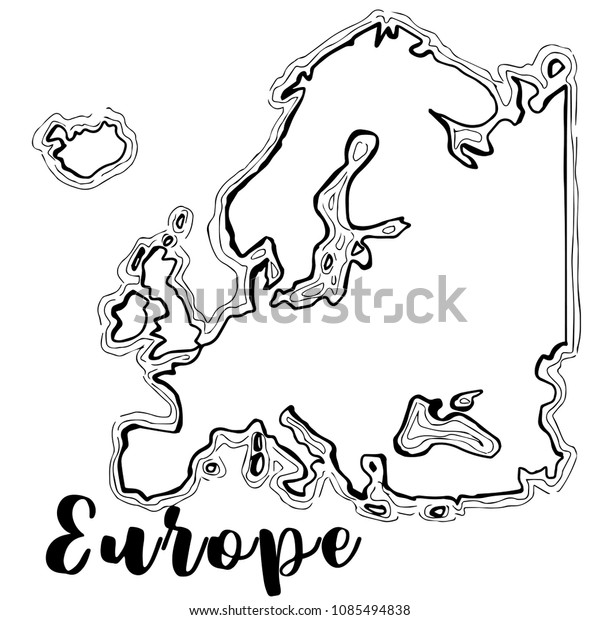 Hand Drawn Europe Map Sketchvector Illustration Stock Vector (Royalty ...