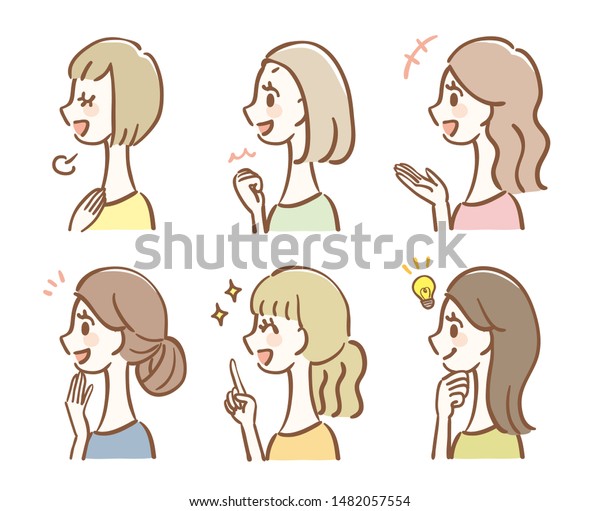Hand Drawn Female Icon Set Stock Vector (Royalty Free) 1482057554 ...