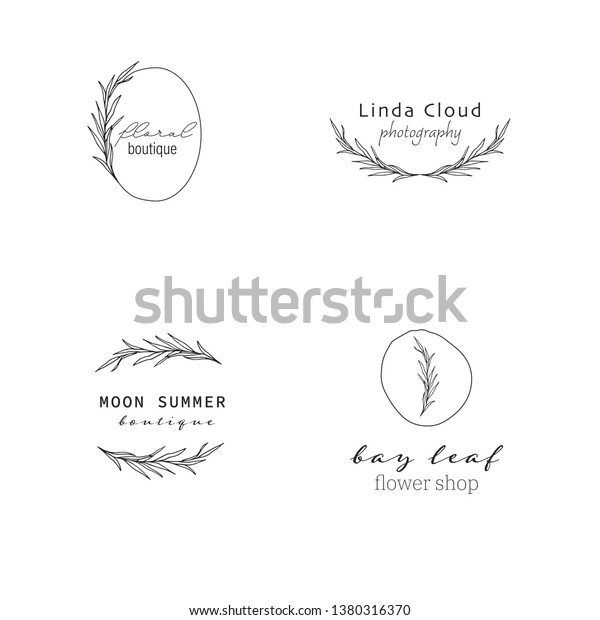 Hand Drawn Feminine Delicate Logo Botanical Stock Vector (Royalty Free ...