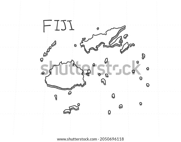 Hand Drawn Fiji 3d Map On Stock Vector (Royalty Free) 2050696118 ...