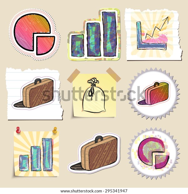 Hand Drawn Finance Emblems Set Isolated Stock Vector (Royalty Free ...