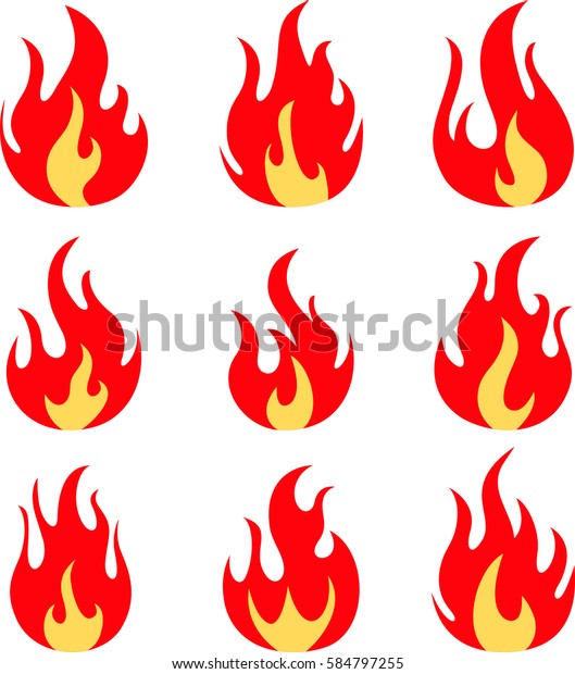 Hand Drawn Fire Flames On White Stock Vector (Royalty Free) 584797255 ...