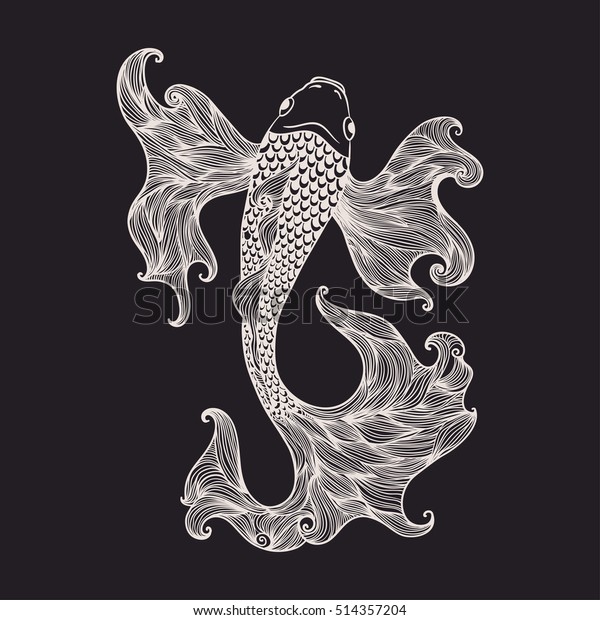 Hand Drawn Fish Koi Carp Zentangle Stock Vector (Royalty Free) 514357204