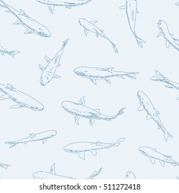 Hand Drawn Fish Seamless Background Stock Vector (Royalty Free ...